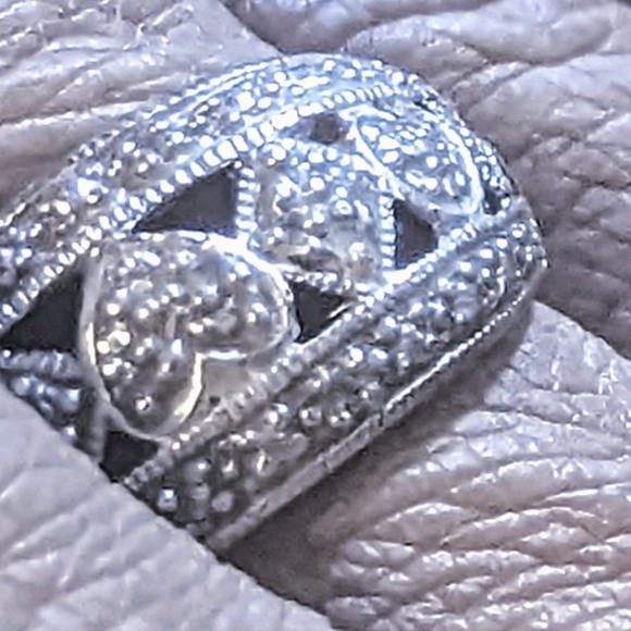 Jewelry | Sterling Silver Stamped Ring With Diamonds And Cut Outs With ...